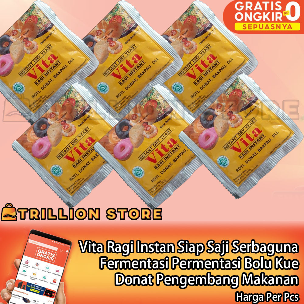 Jual Vita Fermentasi Kue Roti Instant Ragi Sachet Bungkus Pengembang ...