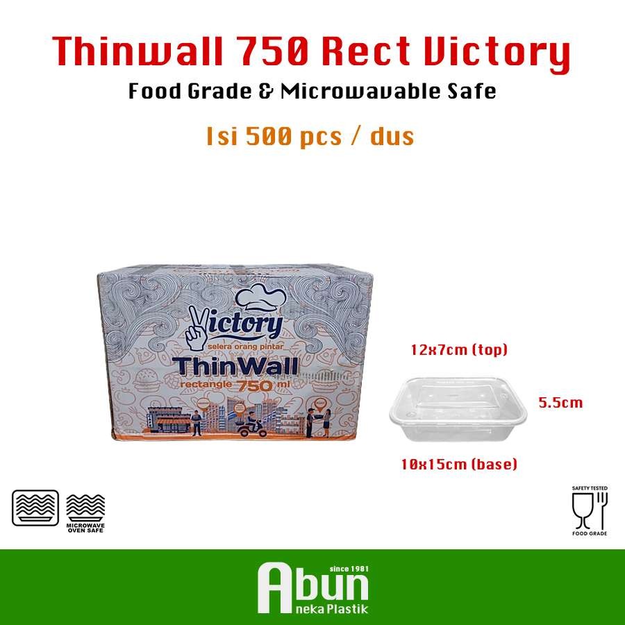 Jual Grosir - Thinwall 750 ML Rectangle Victory / DM / OTI Isi 500pcs ...
