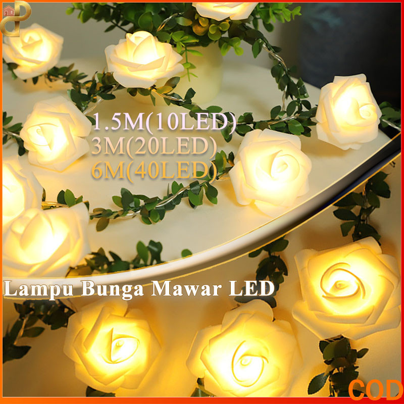Jual 6M Simulasi String Lampu Bunga Mawar LED Rose Light Led Lampu Hias ...
