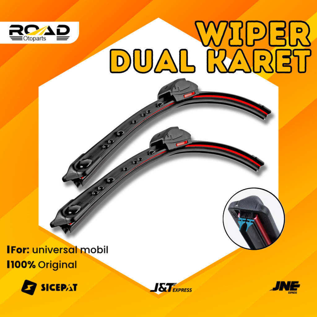 Jual Wiper Dual Blade Wuling Confero Wiper 2 Lapis Karet Frameless Model Karet Ganda Double ...