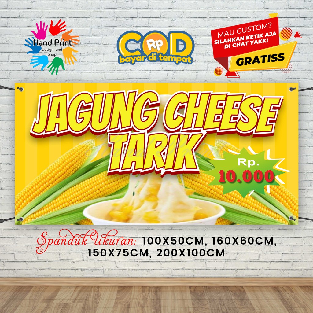 Jual Cetak Spanduk Banner Jagung Sheese Tarik Kuning MMT Spanduk Custom ...