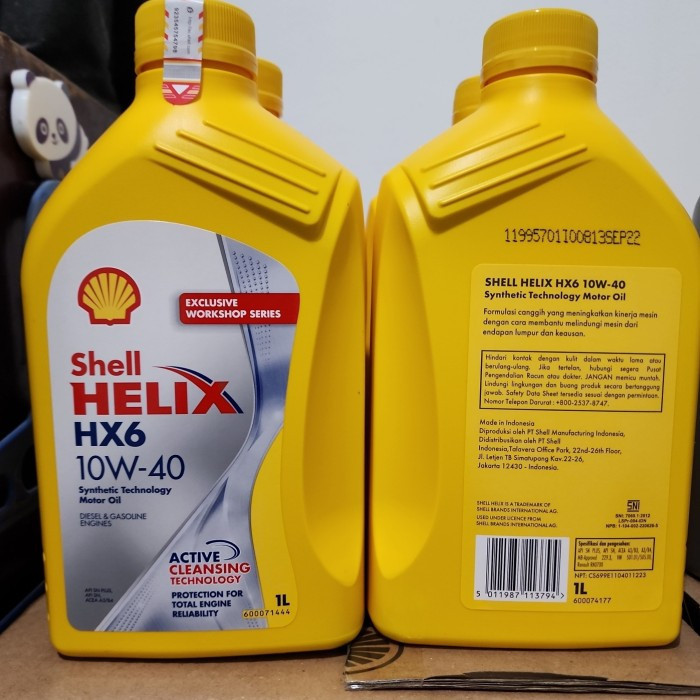 Jual Oli MESIN SHELL HELIX HX6 SAE 10W-40 1L ORIGINAL 1Liter Oli Mesin ...