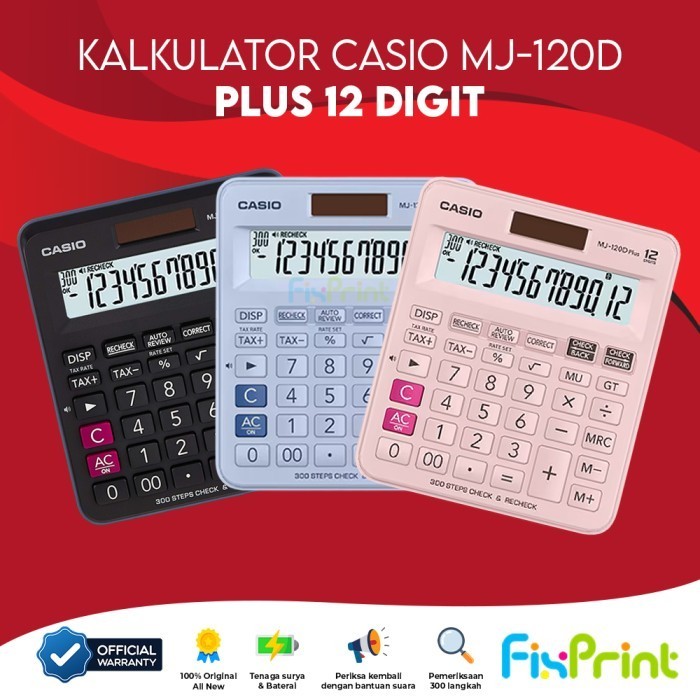Jual Calculator Casio MJ 120D Plus 12 Digit Kalkulator Desktop Check and Correct MJ-120D 12 ...