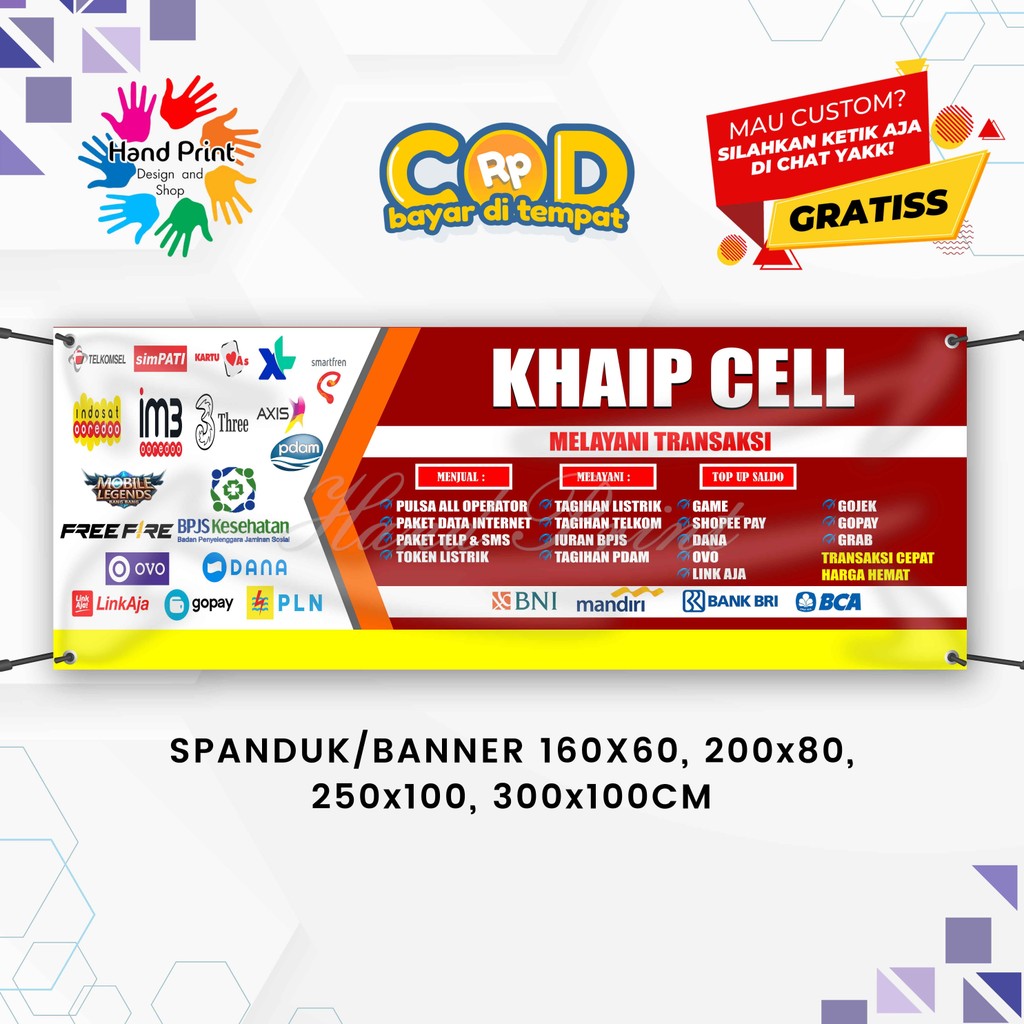 Jual Cetak Spanduk Banner Jual Pulsa Merah Tua MMT Spanduk Custom ...