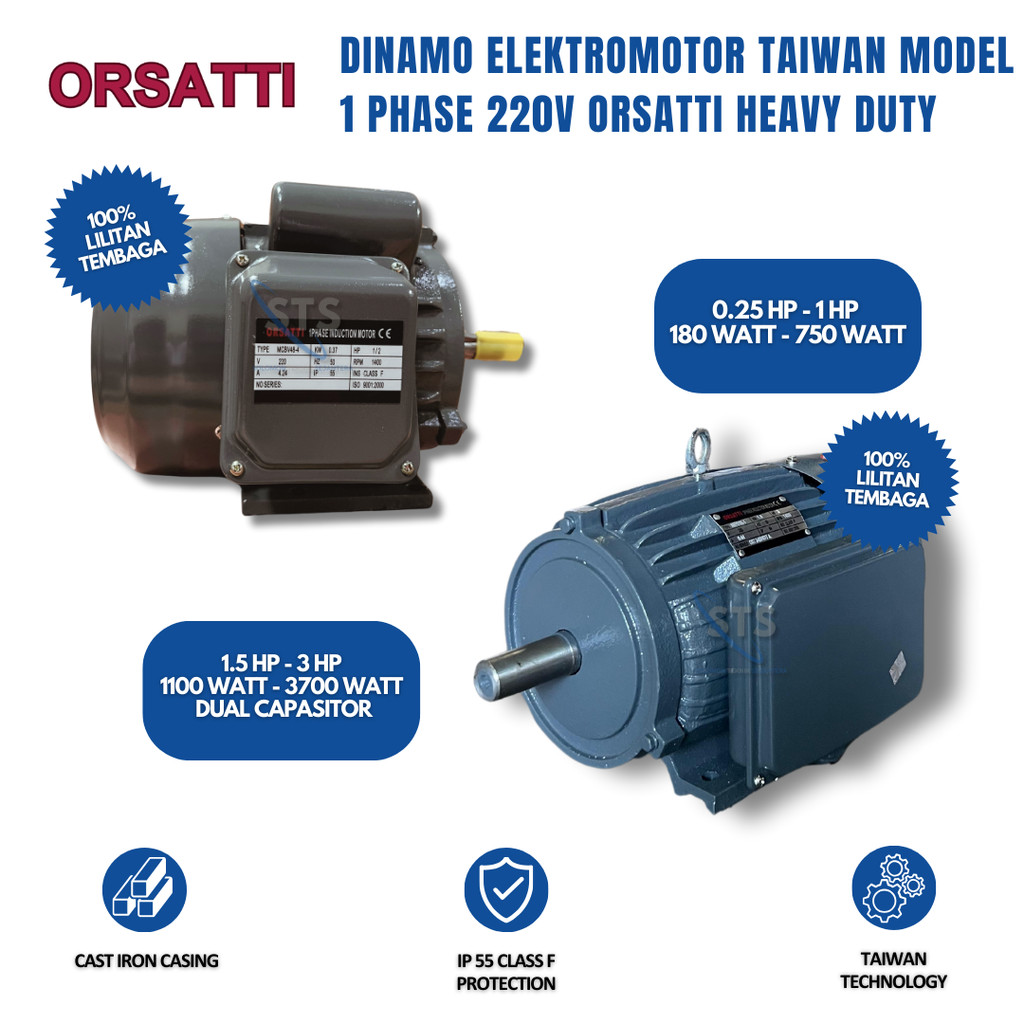 Jual STS | ORSATTI Dinamo Elektro Motor Single Phase Model Taiwan ...