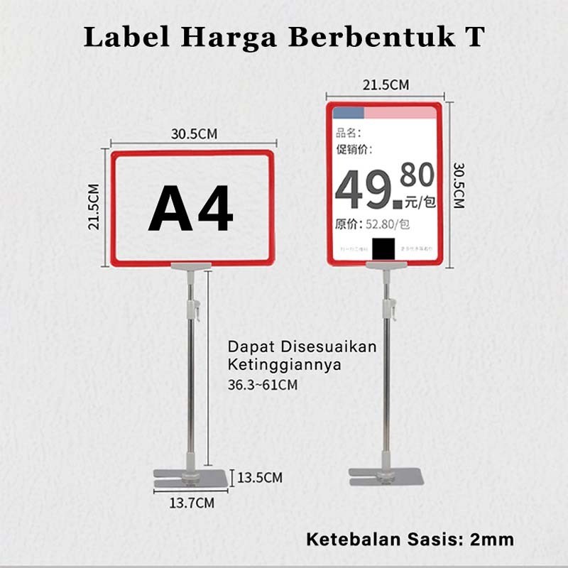 Jual Stand Promosi Toko Telescopic 1set Papan Promo A4 Pop up Frame Display Promo Price Tag ...