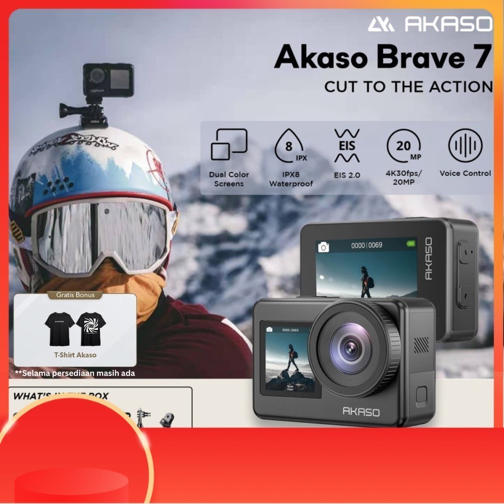 Jual Akaso Brave 7 Action Camera 4k 30FPS 20MP Dual Screen | Shopee ...