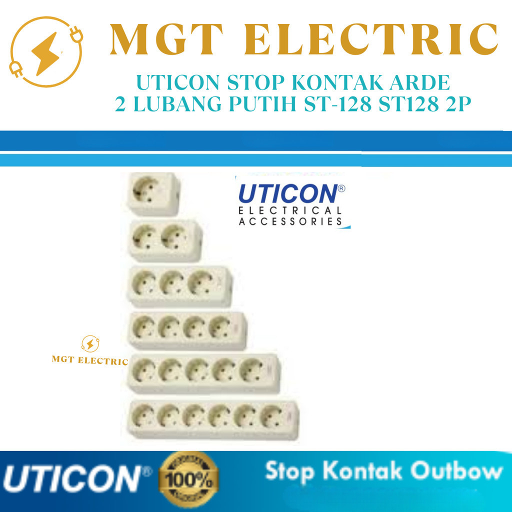 Jual UTICON STOP KONTAK ARDE 2 LUBANG PUTIH ST-128 ST128 2P LOBANG ...