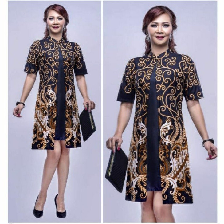 Jual Dress Batik Wanita Jumbo Modern 4L-5L Tunik Big Size XXXL Katun ...