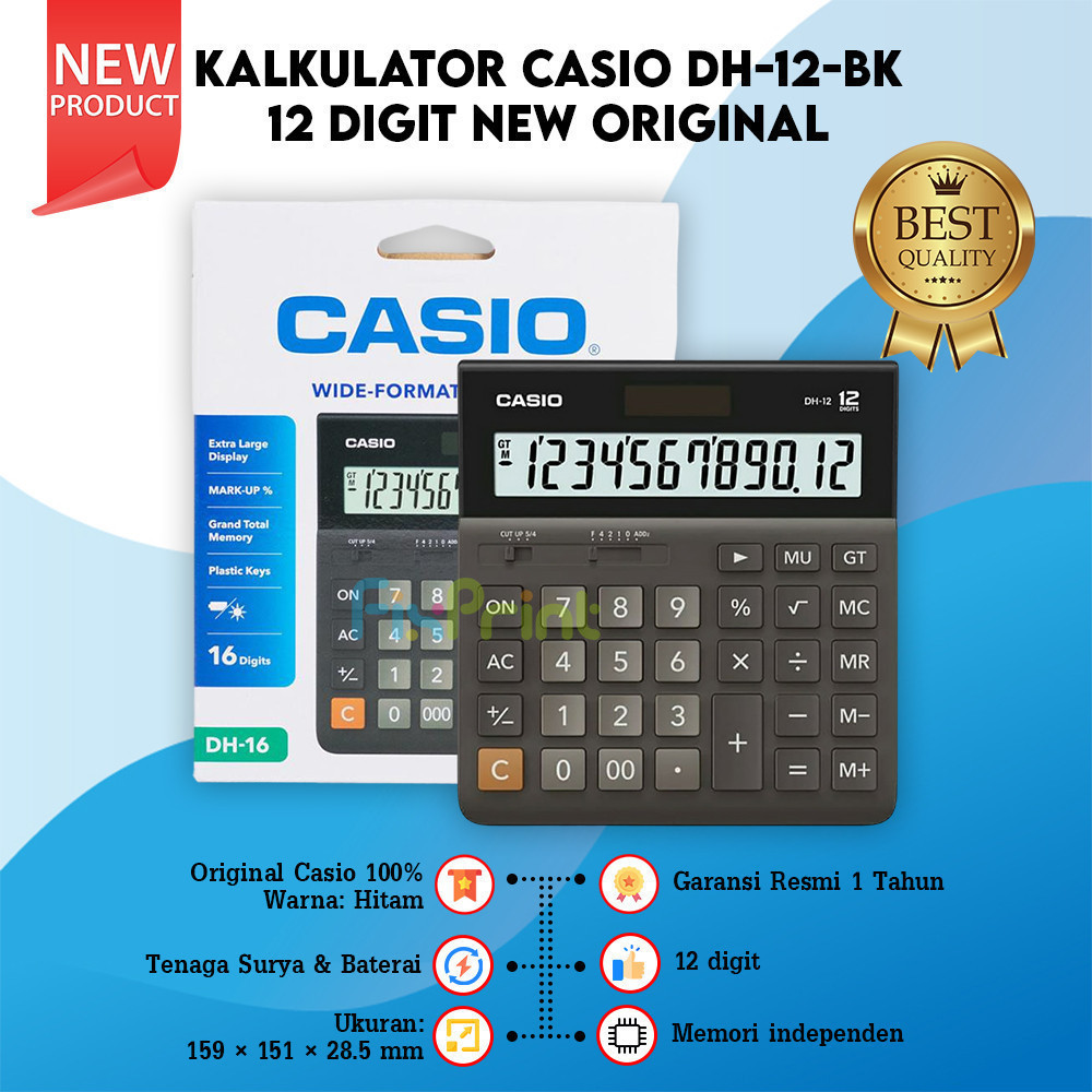 Jual Calculator Casio DH-12 BK White 12 Digits Kalkulator Desktop ...