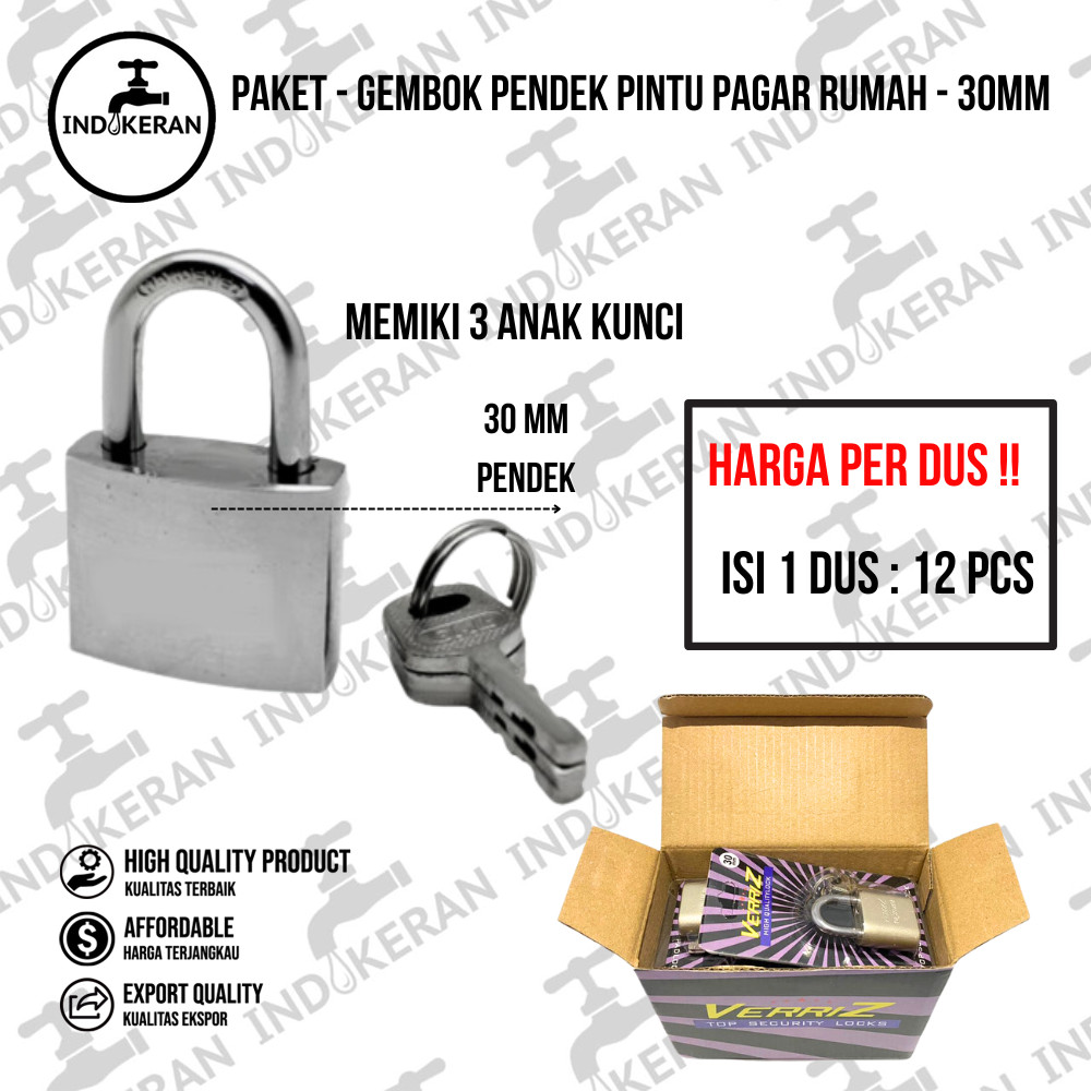 Jual 1 BOX Gembok Pendek Pintu Pagar Rumah - 30MM - 12 PCS | Shopee ...