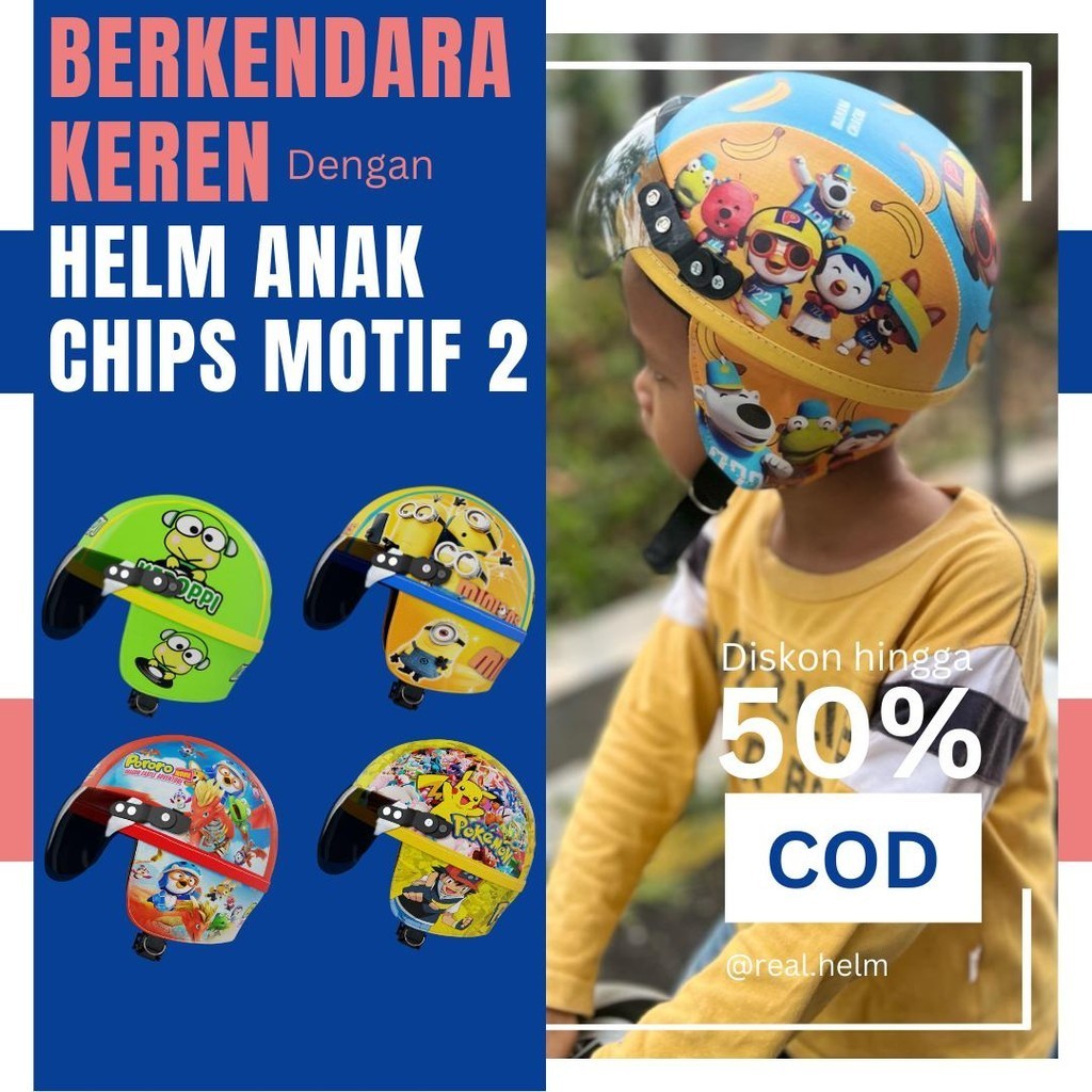 Jual helm anak retro pororo usia 1-4 tahun berbagai motif | Shopee ...