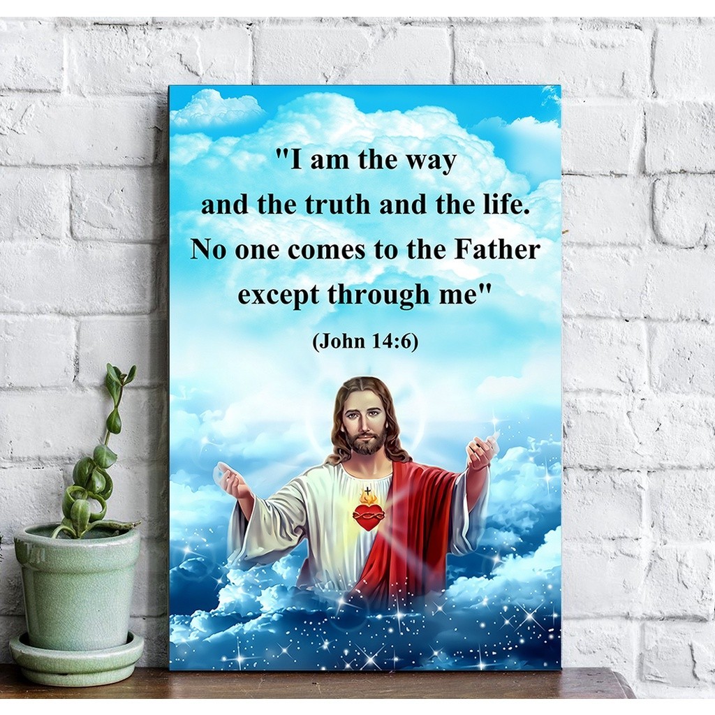 Jual hiasan dinding rohani poster kutipan ayat yohanes 14:6 bible verse ...