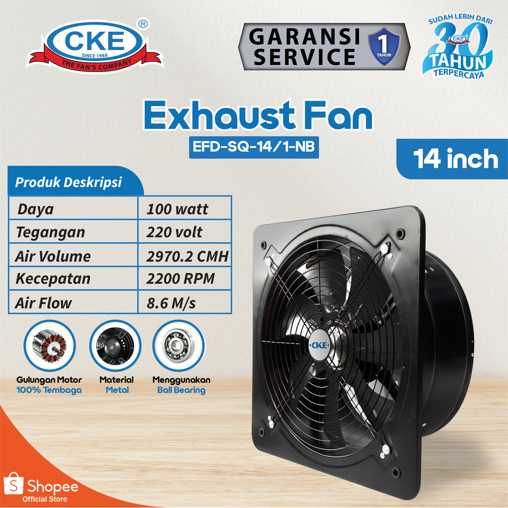 Jual Exhaust Fan Dinding 14 Inch Booster Fan Wall Duct Kipas Booster ...