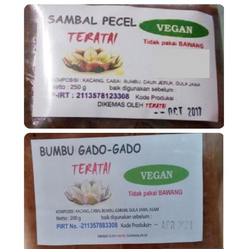 Jual Vegetarian Teratai Sambal Pecel Bumbu Gado Gado Vegan Shopee