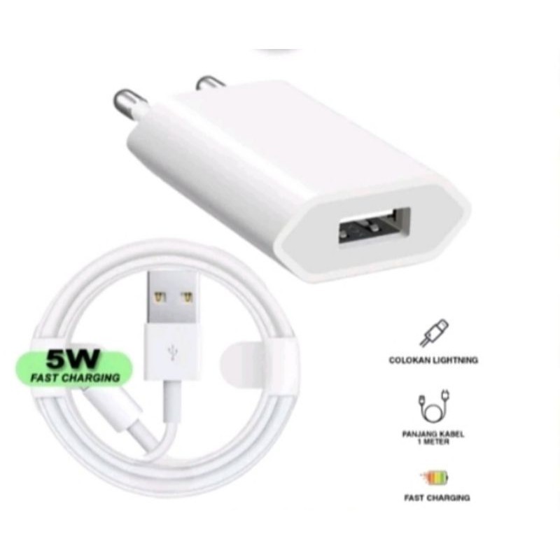 Jual Charger Ip kaki 2 Adaptor Plus Kabel USB 5G 6G 7G | Shopee Indonesia
