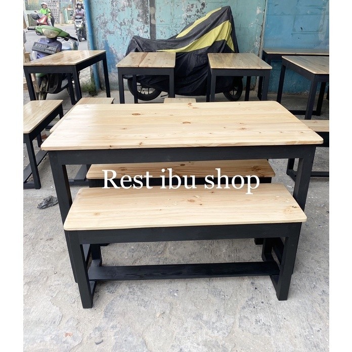 Jual meja makan meja restoran meja cafe full kayu jati belanda | Shopee ...