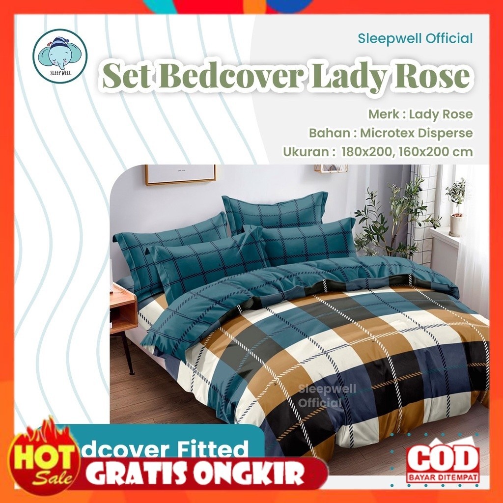 Jual KAIN HALUS ADEM LEMBUT TEBAL / LADY ROSE Bedcover + Sprei 180x200 ...