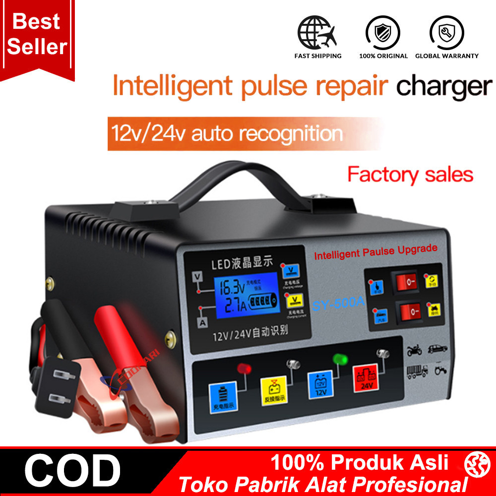 Jual 12V 24V Charger Aki Motor Dan Mobil Otomatis Accu Kering Dan Basah ...