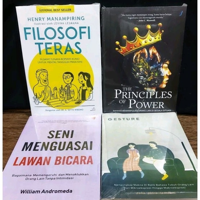 Jual paket 4 buku the principles of power filosofi teras gesture seni menguasai lawan bicara ...
