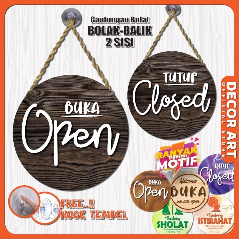 Jual Papan Gantung Bolak Balik Buka Tutup Toko Open Close Sign Bentuk ...