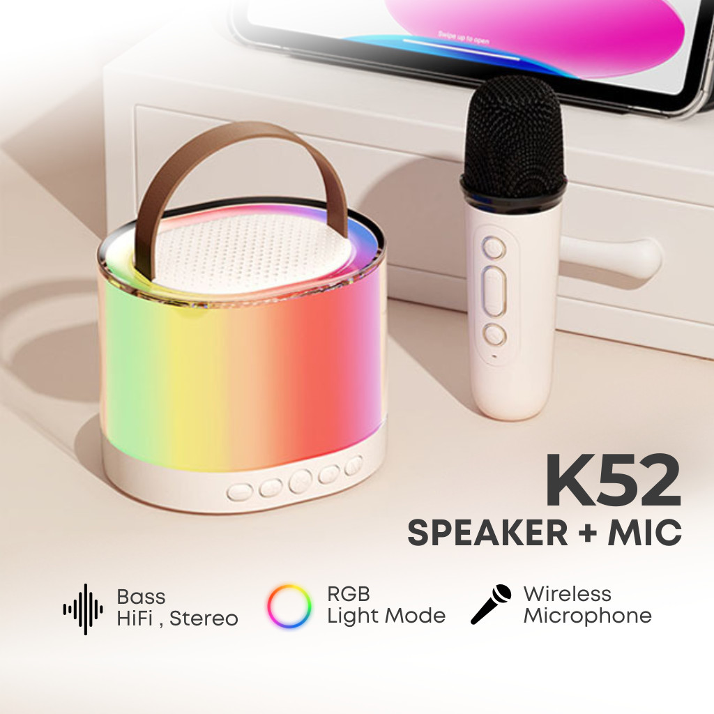 Jual Speaker Karaoke K52 Portable Bluetooth 5.3 RGB Lights 360 with ...