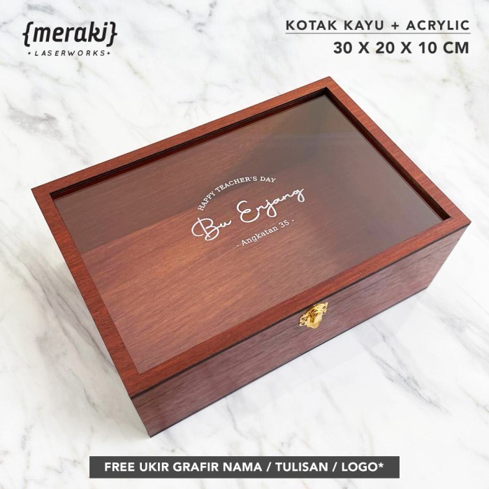 Jual FREE UKIR GRAFIR / Kotak Kayu Acrylic 30x20x10 Engsel / Wooden Box ...