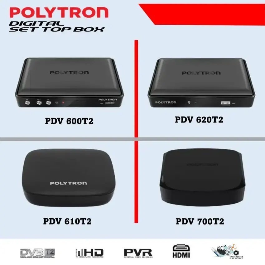 Jual Polytron Set Top Box Digital PDV 620T2 / PDV 610T2 / PDV 600T2 DVB ...