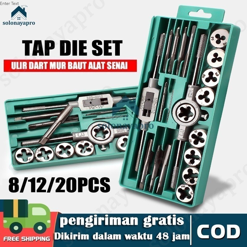 Jual 20pcs Toolbox Alat Snai dan Tap Ulir Baut Senai Die Senei Kualitas Hand Tap and Dies Set ...