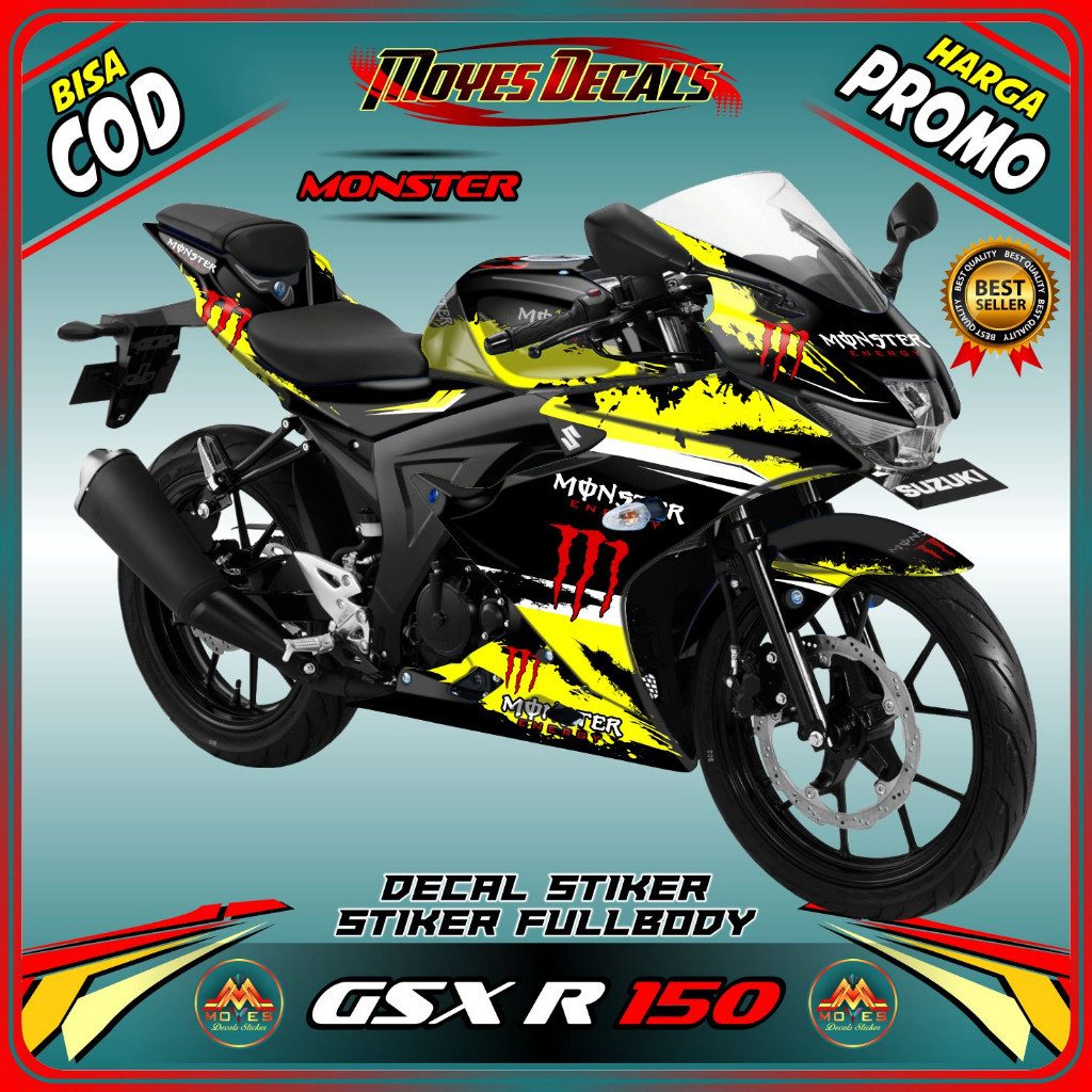 Jual Decal GSX R150 Full Body Stiker variasi design Monster | Shopee ...