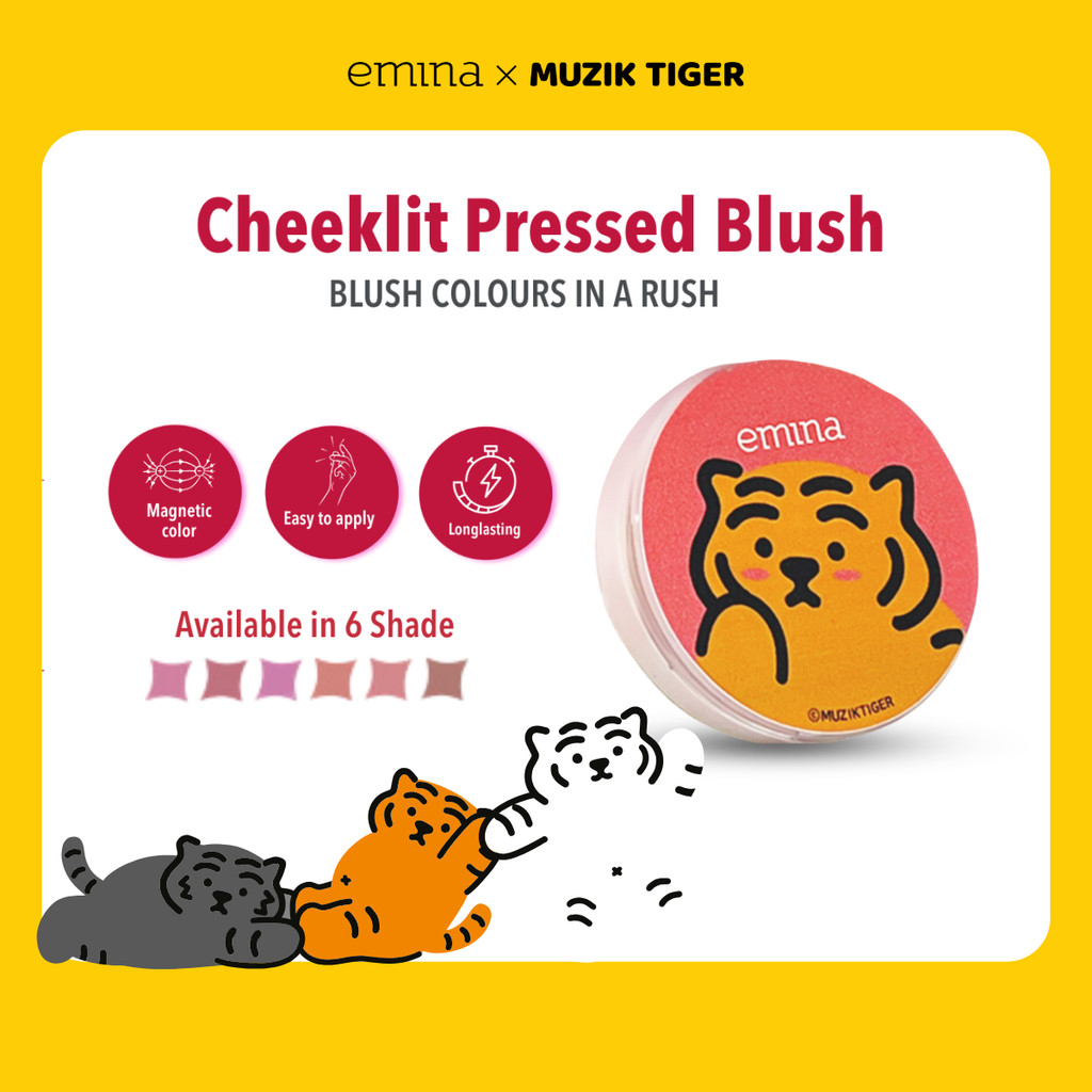 Jual Emina Cheek Lit Pressed Blush x Muzik Tiger 3.5 g - Blush On Padat | Shopee Indonesia