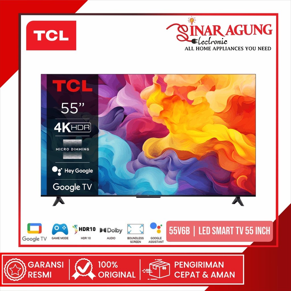 Jual TCL 55V6B LED SMART GOOGLE TV 55 INCH UHD 4K HRD T SCREEN V6B ...