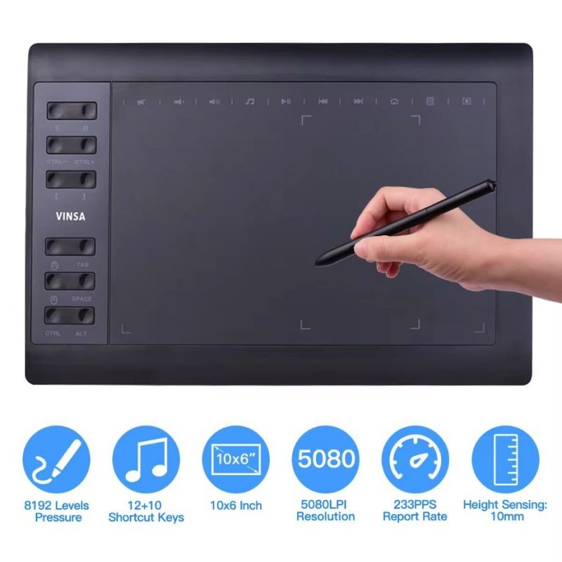 Jual Digital Tablets 10x6 Inch Professional Graphics Drawing Computer ...