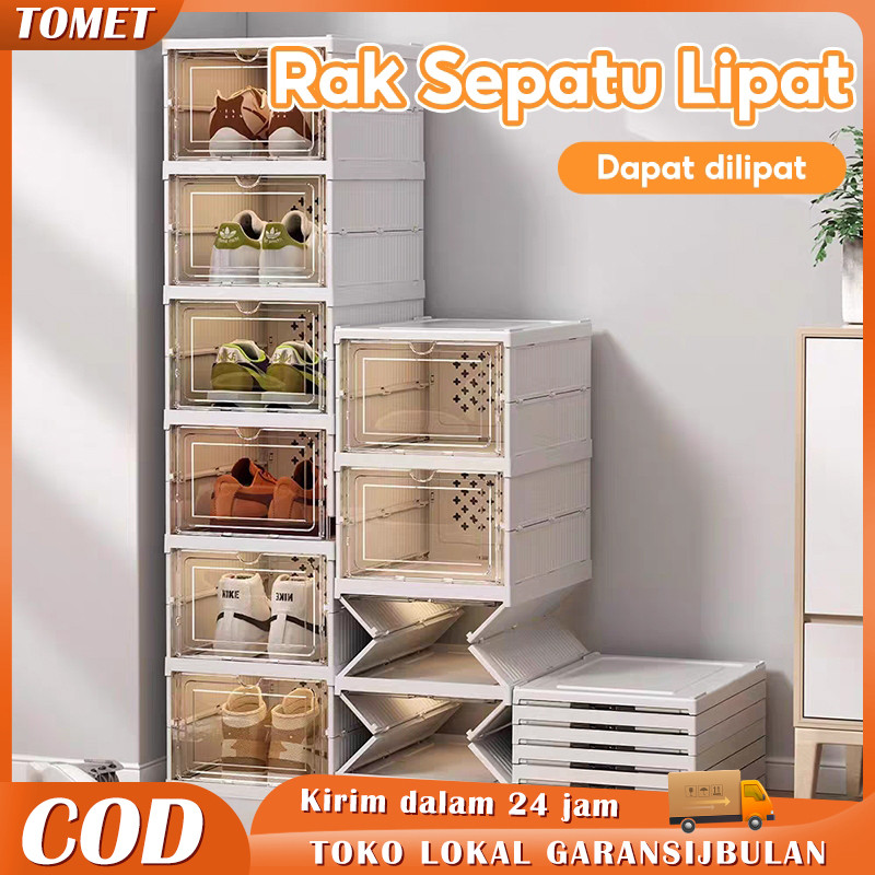 Jual Tomet Rak Sepatu Lipat Rak Sepatu Susun Tertutup Lemari Sepatu ...