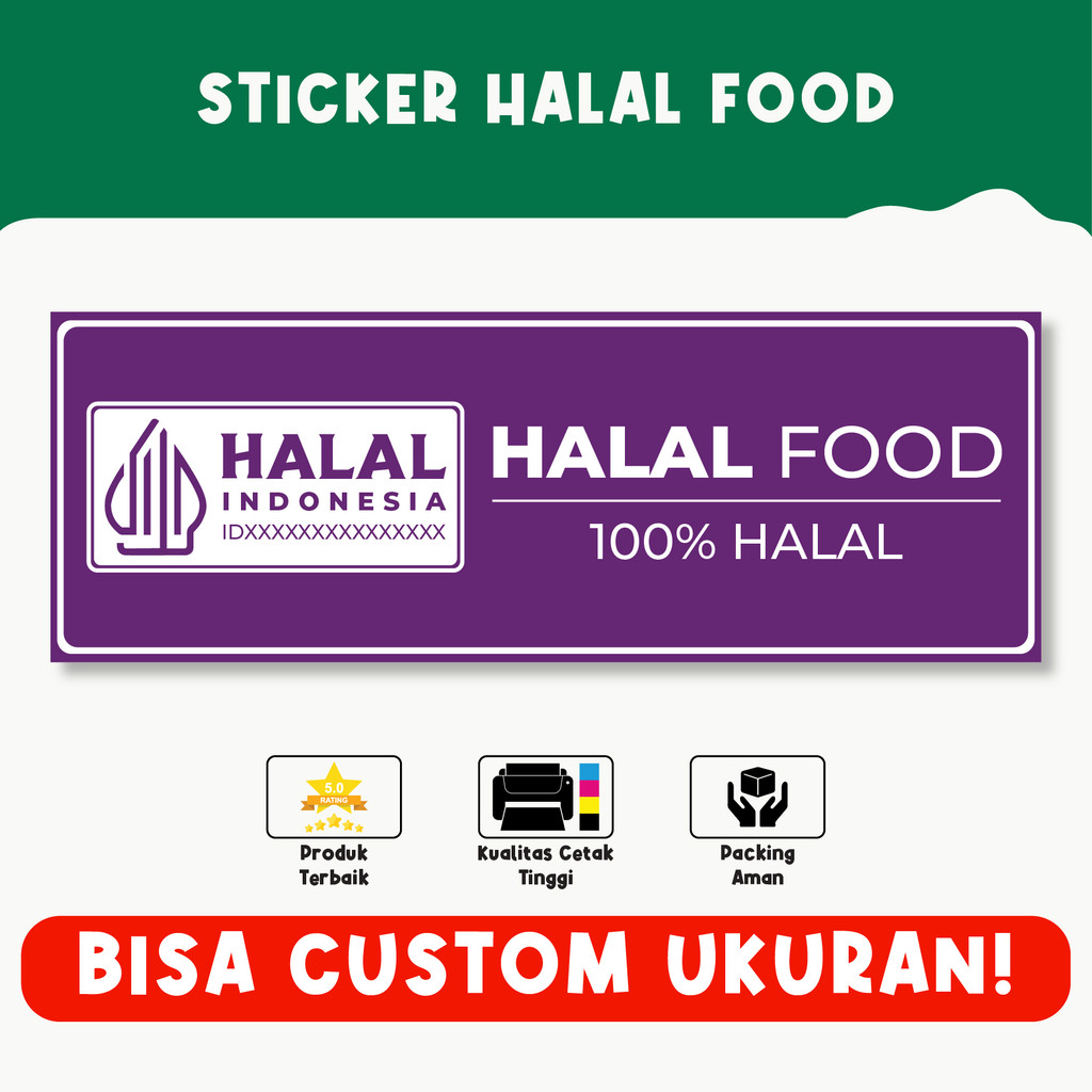 Jual Sticker Halal Food – Label Makanan Halal, Material Vinyl Tahan ...