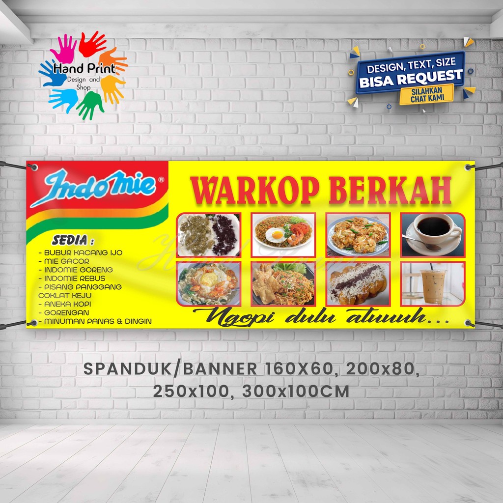 Jual Cetak Spanduk Banner Warung Kopi Kuning MMT Spanduk Custom ...