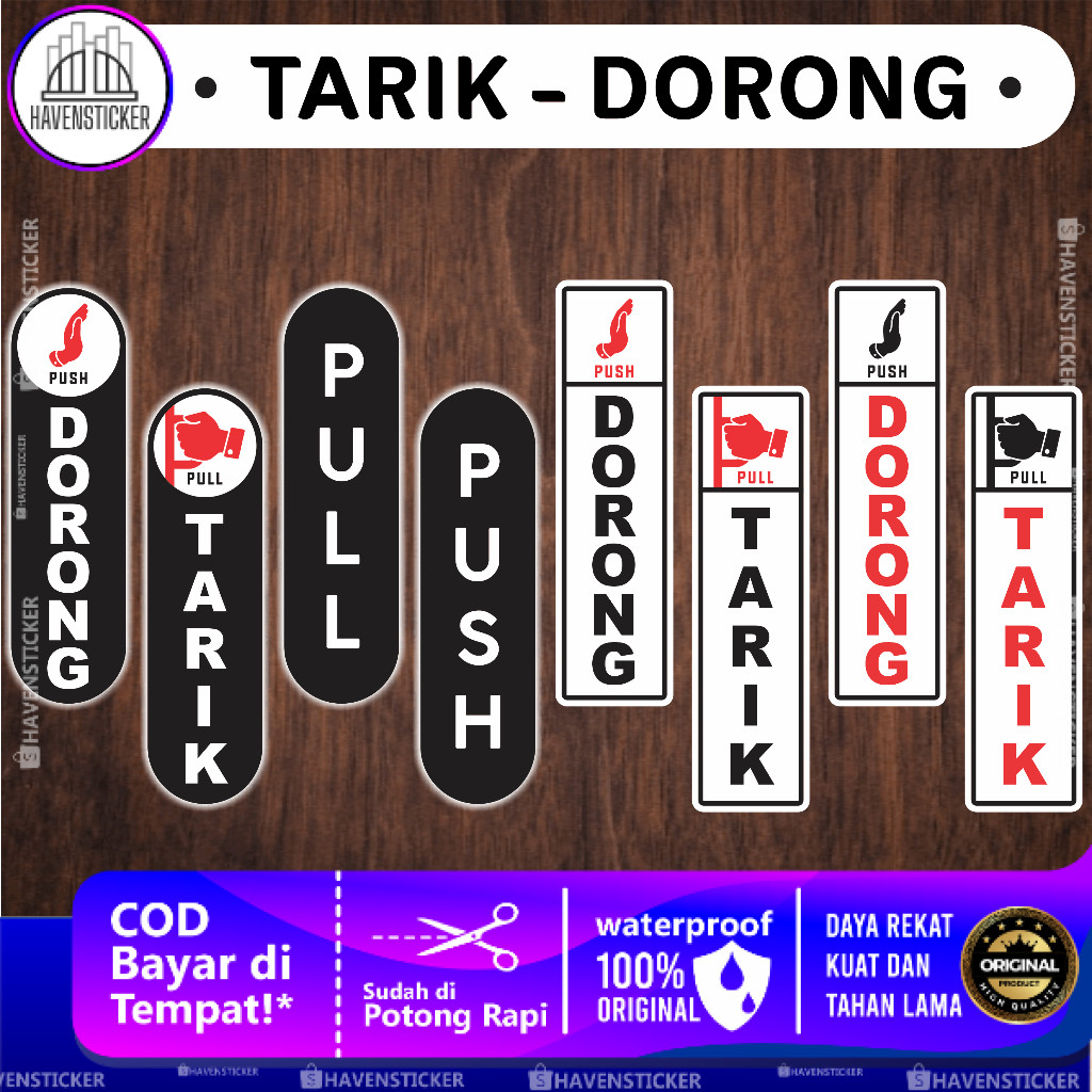 Jual Stiker Pintu Tarik Dorong Pull Push Laminasi Doff | Shopee Indonesia