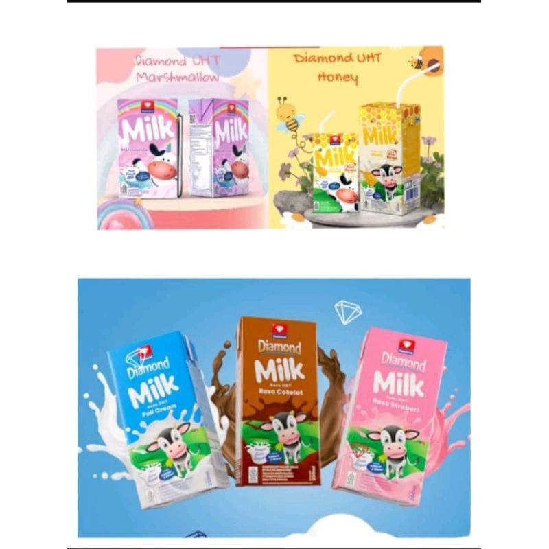 Jual Susu Diamond 200 ml DAN 125ml Dengan berbagai Rasa Full Cream, Strawberry, Cokelat ...