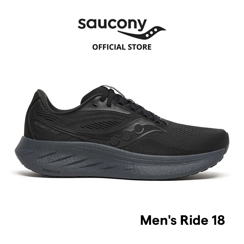 Jual Sepatu Lari Pria SAUCONY Shoes Ride 18 Men - Black / Shadow ...