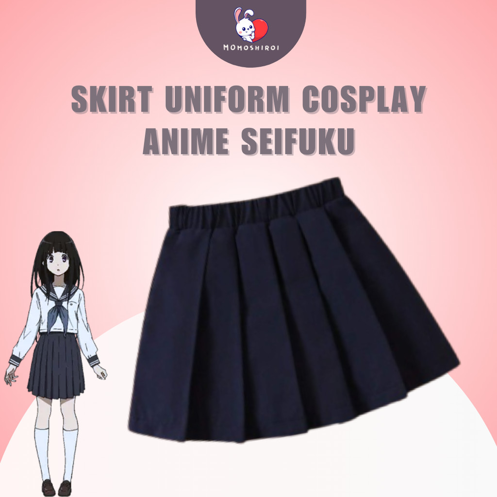Jual Rok Plisir Seifuku Chitanda Eru Pleated Skirt Seragam Sekolah Navy ...
