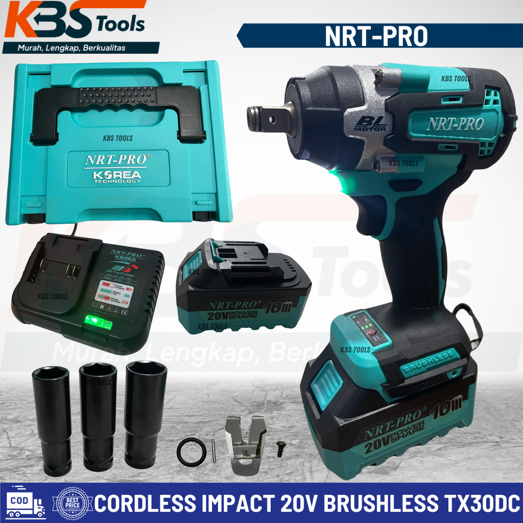 Jual Cordless Impact Wrench NRT PRO 20 Volt TX30DC Mesin Impek Impak ...