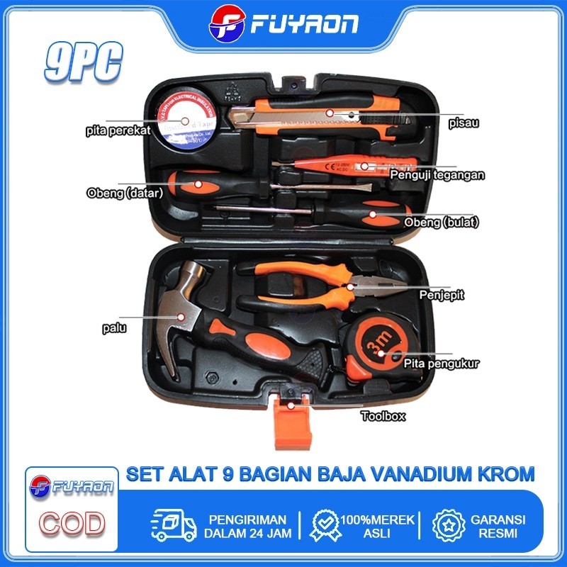 Jual MKS FUYAON Set Alat Listrik 9 Buah Set Alat Perangkat Keras Set ...