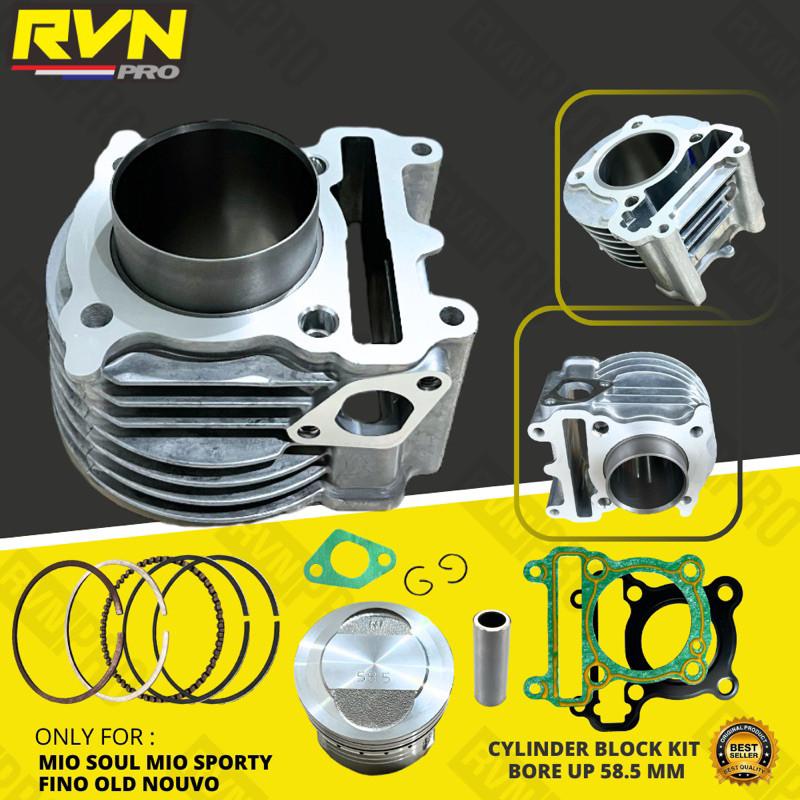 Jual RVN CYLINDER BLOK SEHER BORING KOMPLIT BORE UP MIO MIO SOUL 58.5MM 54MM BLOCK SEHER BORUP ...