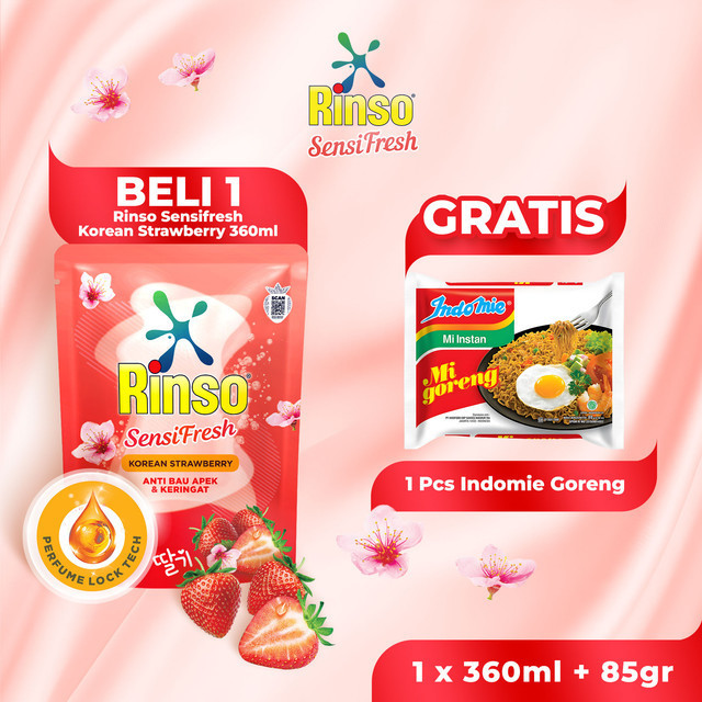 Jual Buy 1 Rinso Sensifresh Korean Strawberry 360 ml FREE Indomie ...