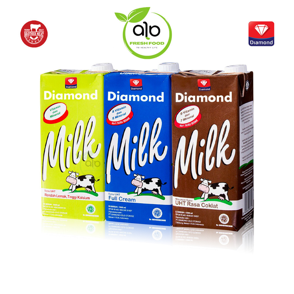 Jual DIAMOND UHT Fresh Milk 1 Liter/1000ml, SUSU UHT - ALO Fresh Food ...