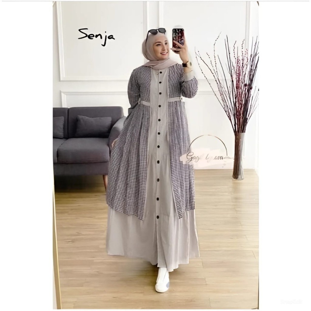 Jual Femes Senja Dress 2in1 Gamis Muslim Wanita Dewasa OOTD Pesta Kondangan Premium | Shopee ...