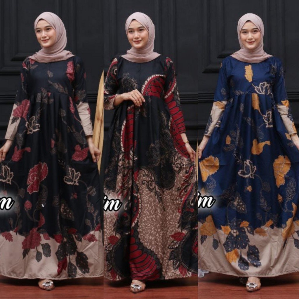 Jual Gamis Batik AZMI Tali Samping Resleting Depan Busui Friendly ...