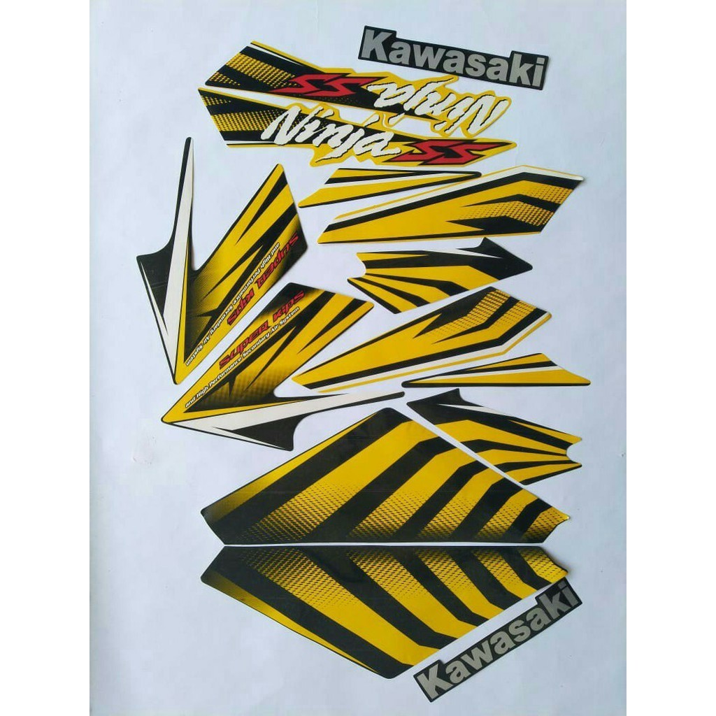Jual stiker striping motor kawasaki ninja ss 2015 kuning | Shopee Indonesia