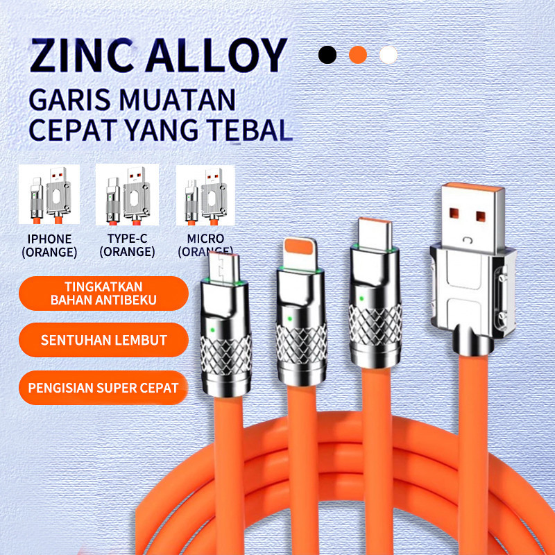 Jual 120W Fast Charging Micro usb Type C 3 IN 1 Kabe Data iPhone Super Charge for Casan Android ...