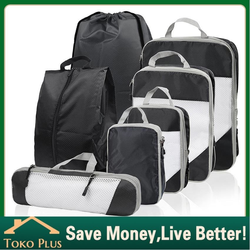 Jual 7Pcs/Set Compression Packing Cubes Travel Bag Organizer Koper ...